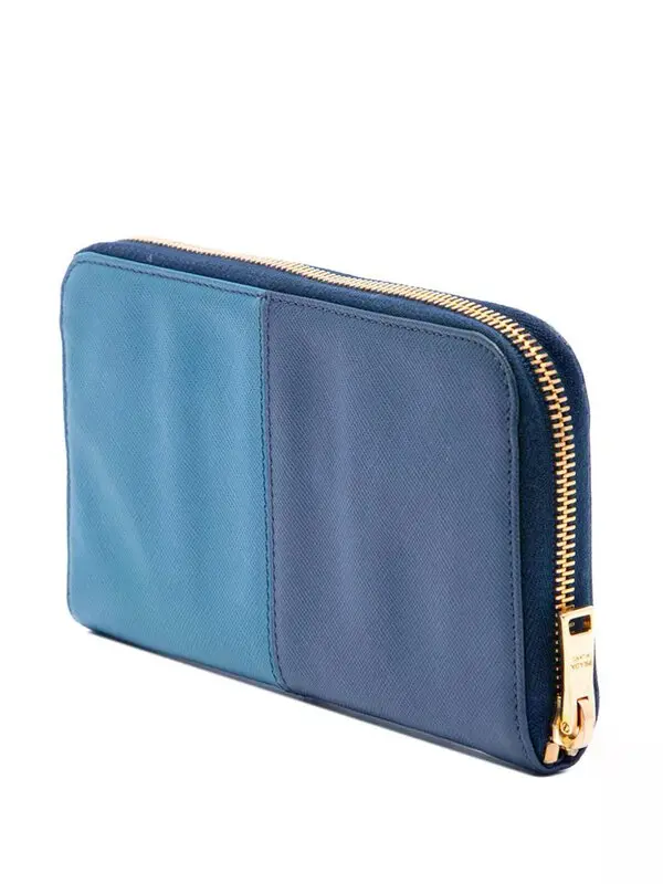 Prada 2010-2026 Bicolor Saffiano Bow Zip Wallet Long Wallets