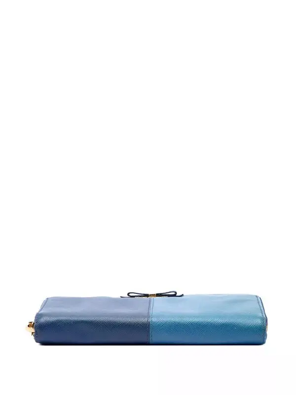 Prada 2010-2026 Bicolor Saffiano Bow Zip Wallet Long Wallets