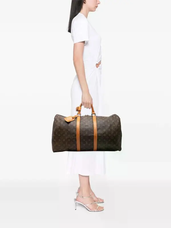LOUIS VUITTON Monogram Keepall 55 Travel Bag - Brown