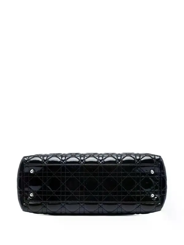 Dior 2014 Medium Patent Cannage Lady Soft Shopping Tote Bag - Black