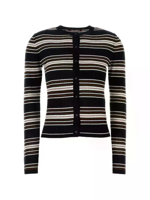 Max Mara Striped Ribbed-knit Silk Cardigan