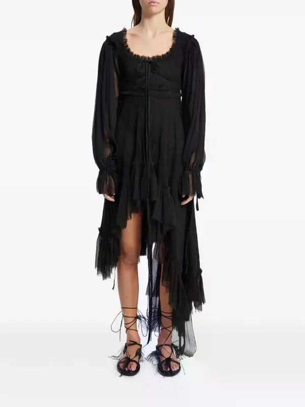ANN DEMEULEMEESTER Giti Empire Ruffled Asymmetric-hem Dress