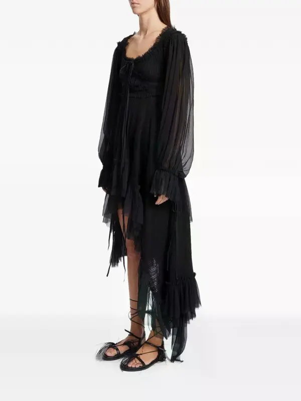 ANN DEMEULEMEESTER Giti Empire Ruffled Asymmetric-hem Dress