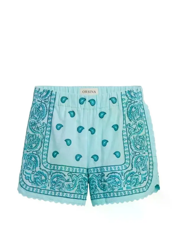 ORSINA Embroidered Bandana Print Shorts
