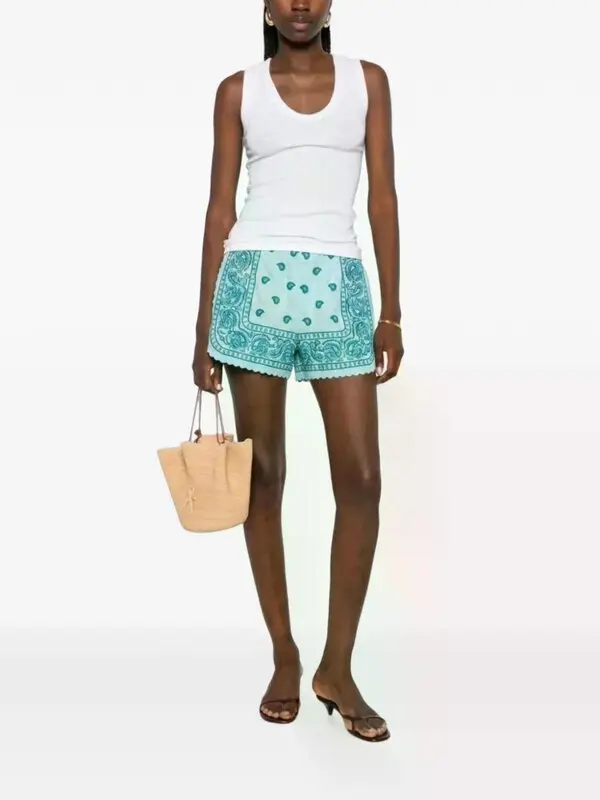 ORSINA Embroidered Bandana Print Shorts