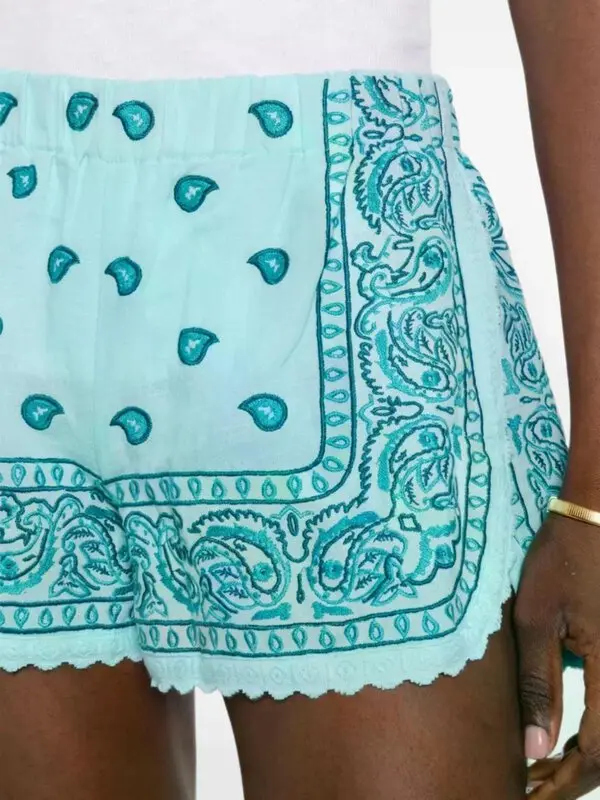 ORSINA Embroidered Bandana Print Shorts