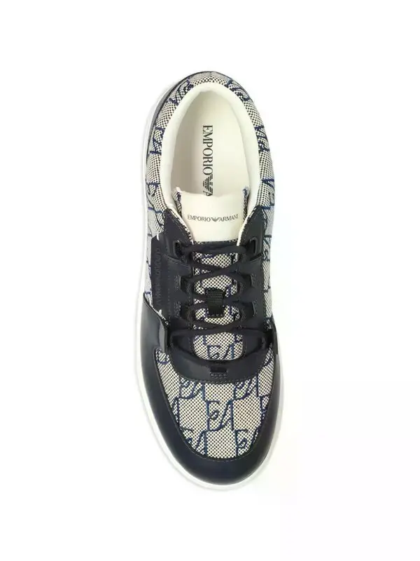 Emporio Armani Monogram Print Leather Sneakers