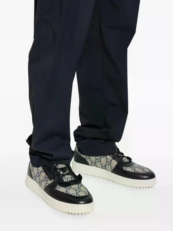Emporio Armani Monogram Print Leather Sneakers