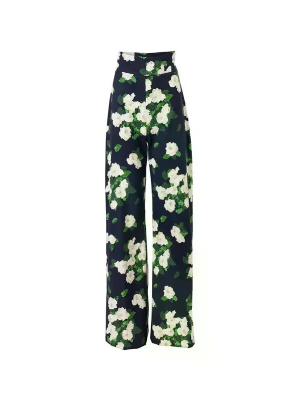 Carolina Herrera Floral Print Wide-leg Trousers