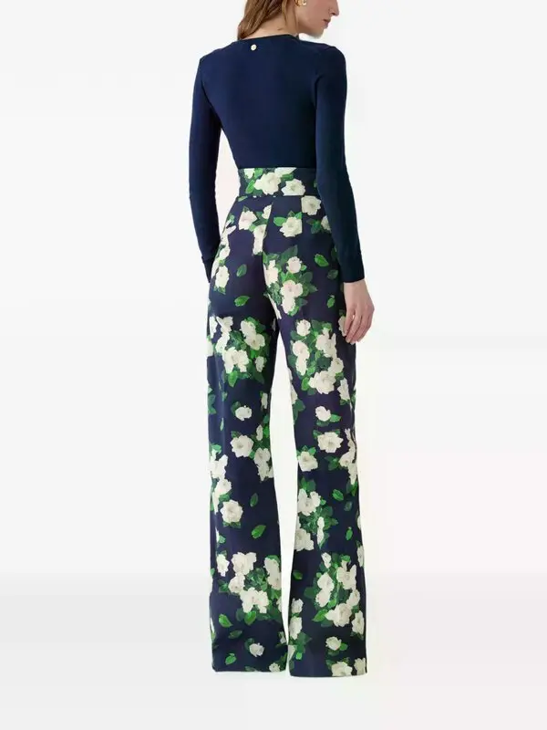 Carolina Herrera Floral Print Wide-leg Trousers