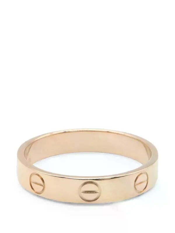 Cartier 18k Rose Gold Engraved Logo Love Ring - Pink