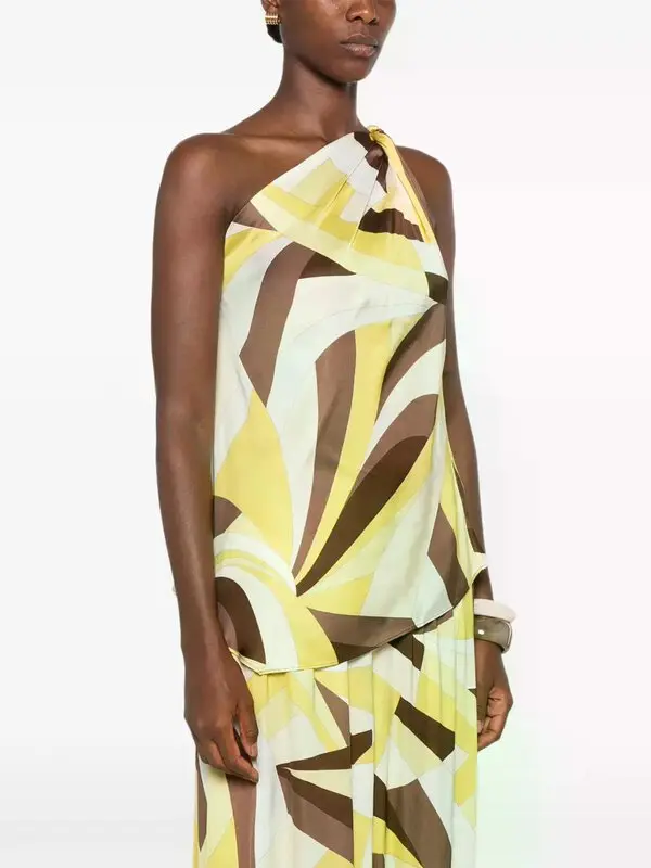 Faithfull The Brand Kortez Geometric Print One-shoulder Top