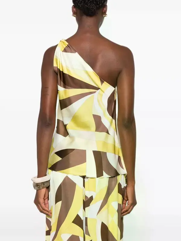 Faithfull The Brand Kortez Geometric Print One-shoulder Top