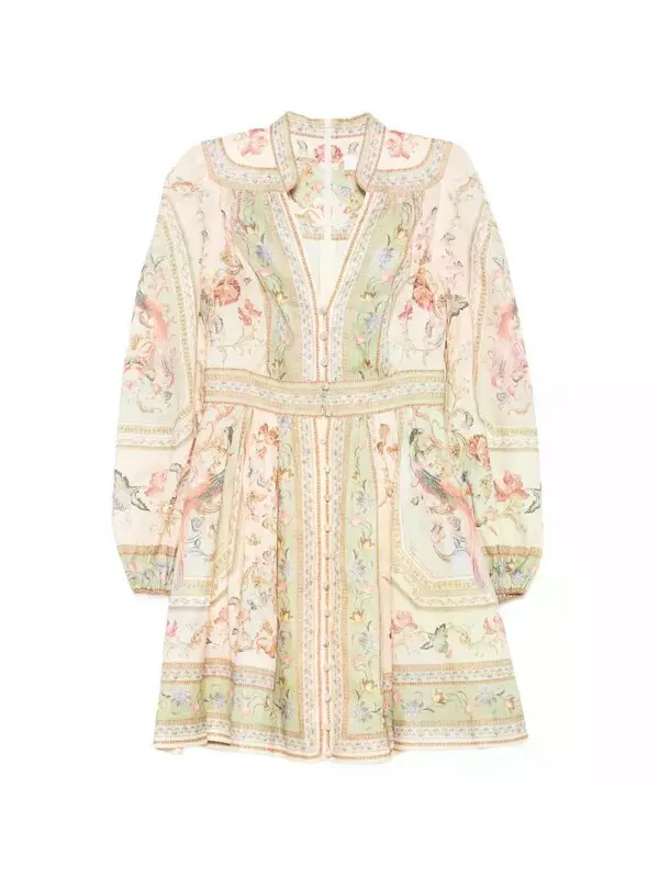 Zimmermann Roselight Floral-print Linen Mini Dress