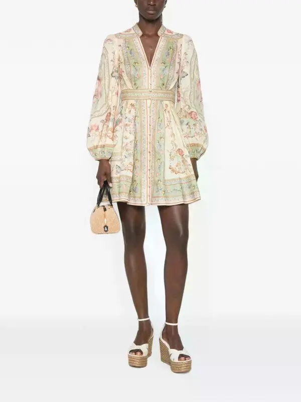 Zimmermann Roselight Floral-print Linen Mini Dress