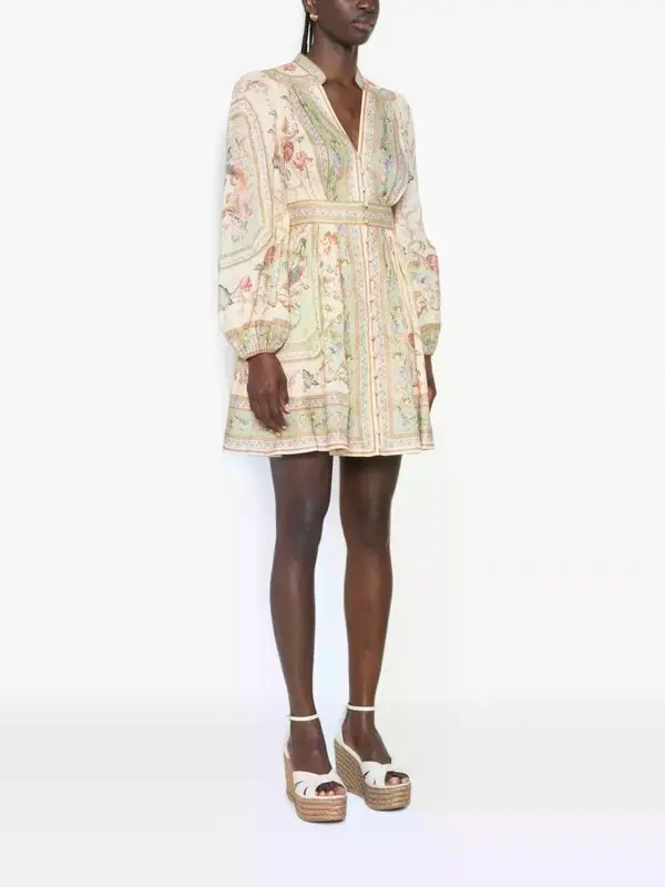 Zimmermann Roselight Floral-print Linen Mini Dress