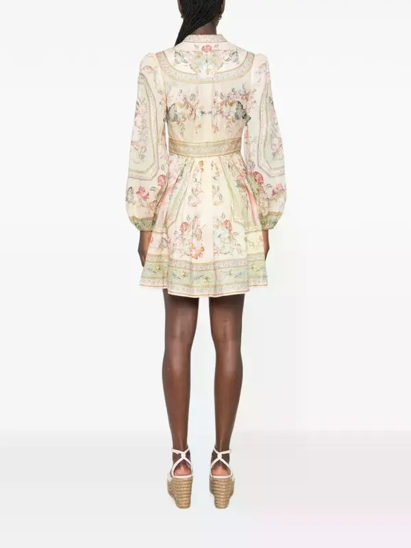 Zimmermann Roselight Floral-print Linen Mini Dress