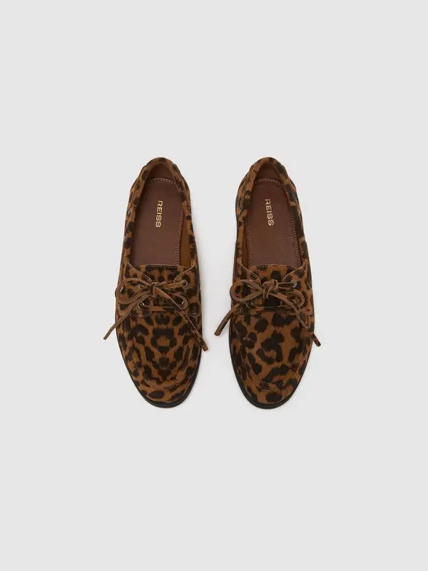 REISS Lola Suede Flat Boat Shoes