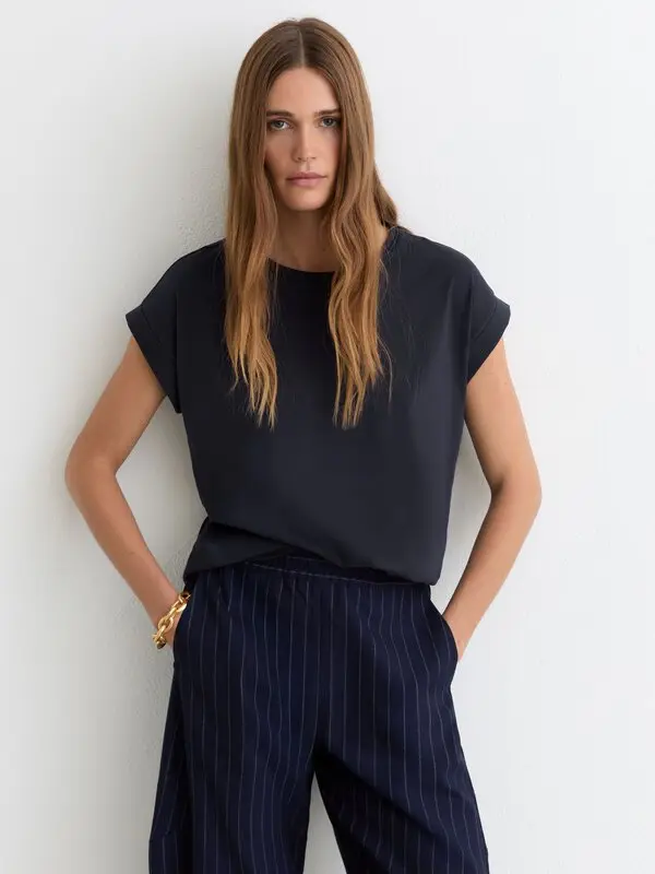 REISS Tommie Brushed-cotton Crew-neck T-shirt - Navy