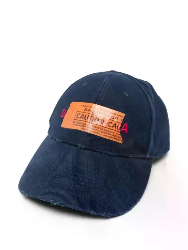 Balenciaga Distressed Logo Baseball Cap - Blue