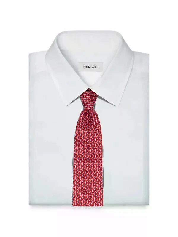 FERRAGAMO Good Luck Print Silk Neck Tie