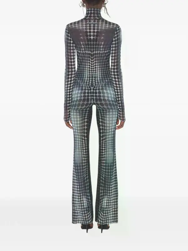 JEAN PAUL GAULTIER Long-sleeve High-neck Dot Print Top
