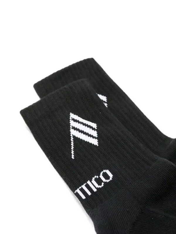 Attico Ribbed Knit Logo Socks - Black