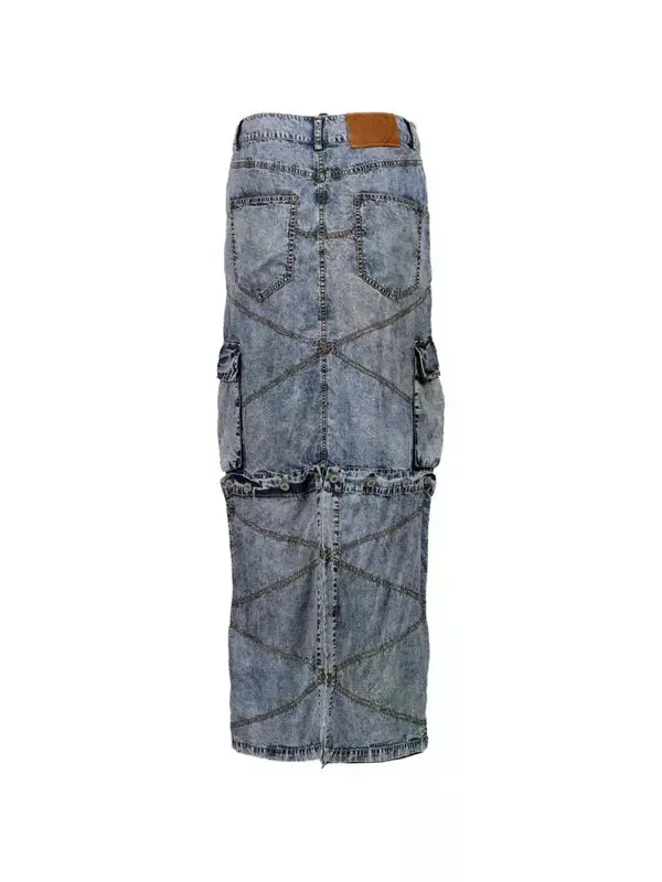 YUEQI QI Acid Wash Convertible Maxi Skirt