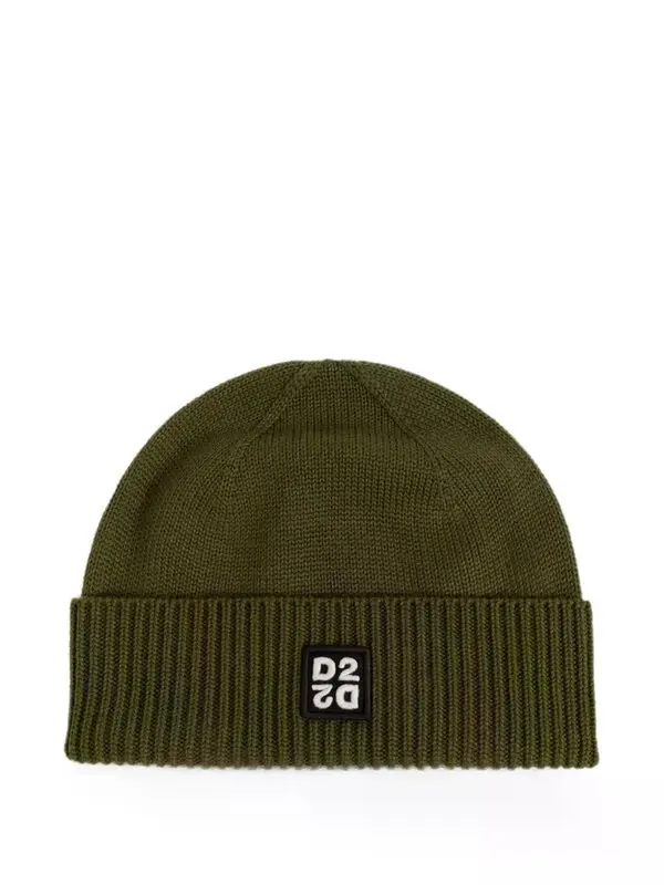Dsquared2 Logo Patch Beanie - Green