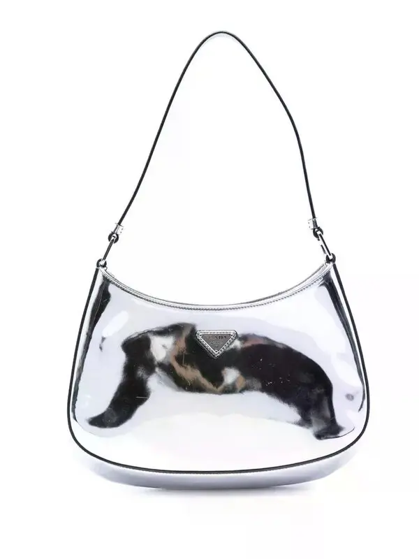 Prada Spazzolato Leather Cleo Shoulder Bag - Silver