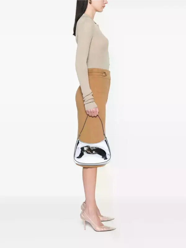 Prada Spazzolato Leather Cleo Shoulder Bag - Silver