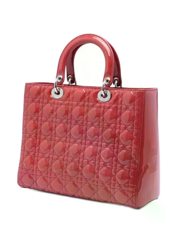 Dior Patent Cannage Lady Satchel - Red