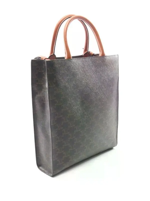 Celine Vertical Cabas Tote Satchel In Coated Canvas - Brown