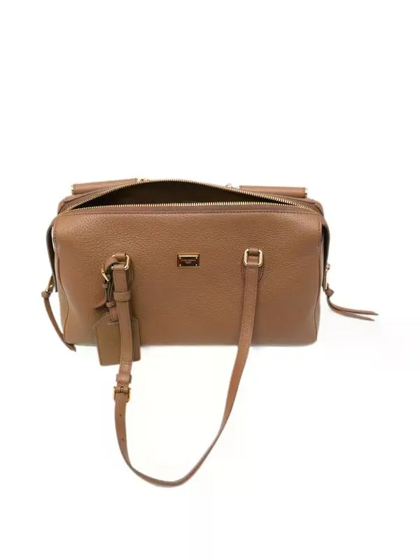 Dolce & Gabbana Logo Plaque Tote Bag - Brown