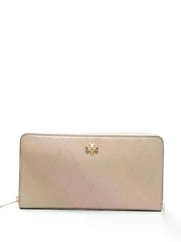 Tory Burch Diamond-quilted Leather Wallet - Neutrals
