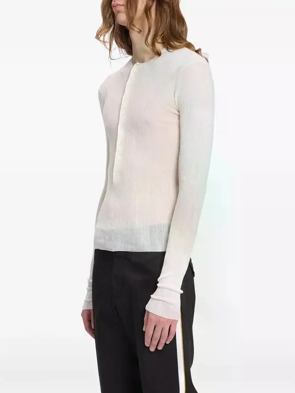 ANN DEMEULEMEESTER Ribbed Knit Henley Neck Sweater