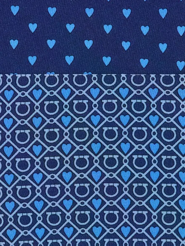 FERRAGAMO Gancini And Hearts Print Silk Neck Tie