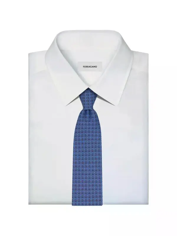 FERRAGAMO Gancini And Hearts Print Silk Neck Tie