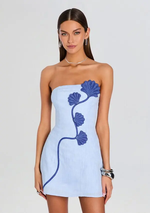 Azulu Dante Strapless Mini Dress - Wave Blue