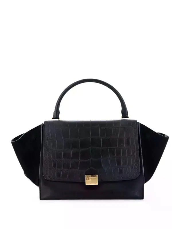 Celine Crocodile Embossed Leather Medium Satchel