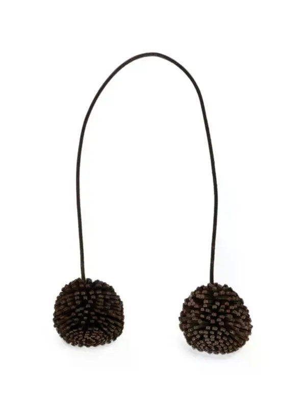 Dragon Diffusion Leather Pom-pom Charm With Cord Strap - Brown