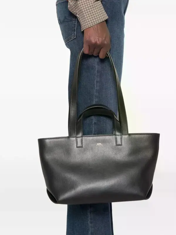 A.p.c. Logo Print Leather Tote Bag