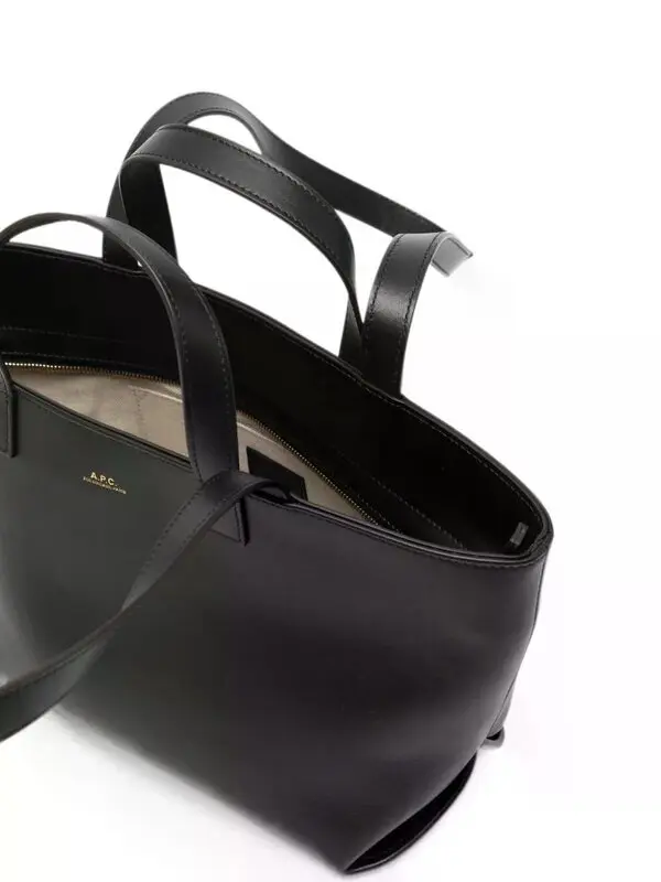 A.p.c. Logo Print Leather Tote Bag