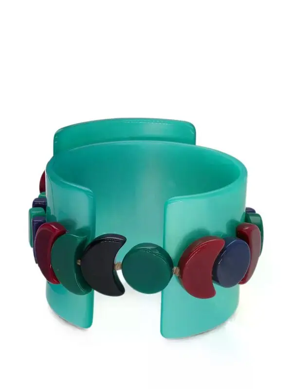 Vintage Crescent Detail Cuff Bracelet - Blue