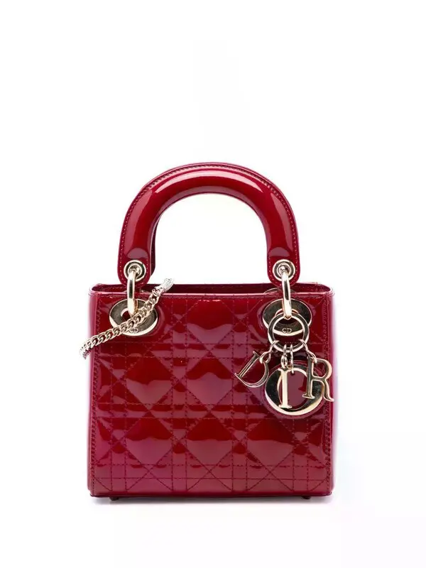 Dior Mini Patent Cannage Lady Satchel - Red