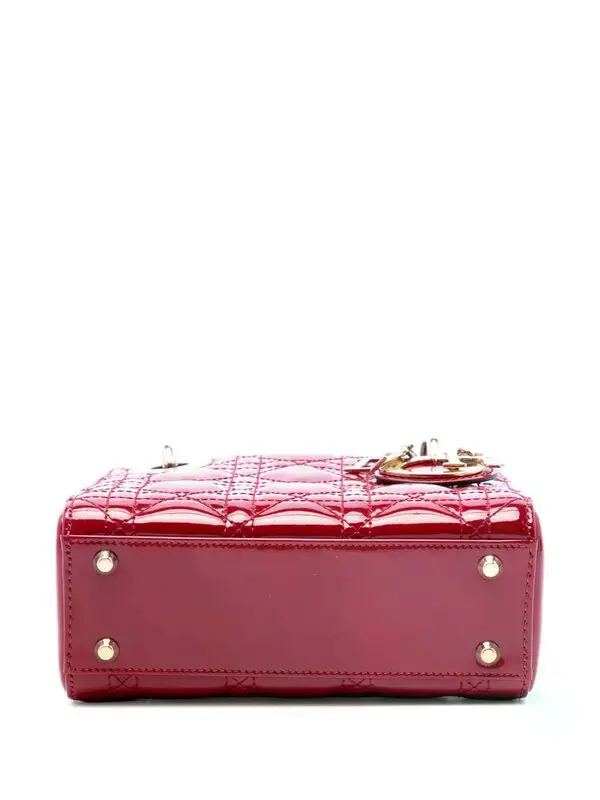 Dior Mini Patent Cannage Lady Satchel - Red