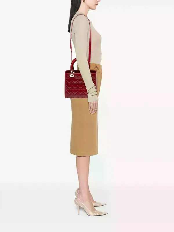 Dior Patent Cannage Lady Satchel - Red
