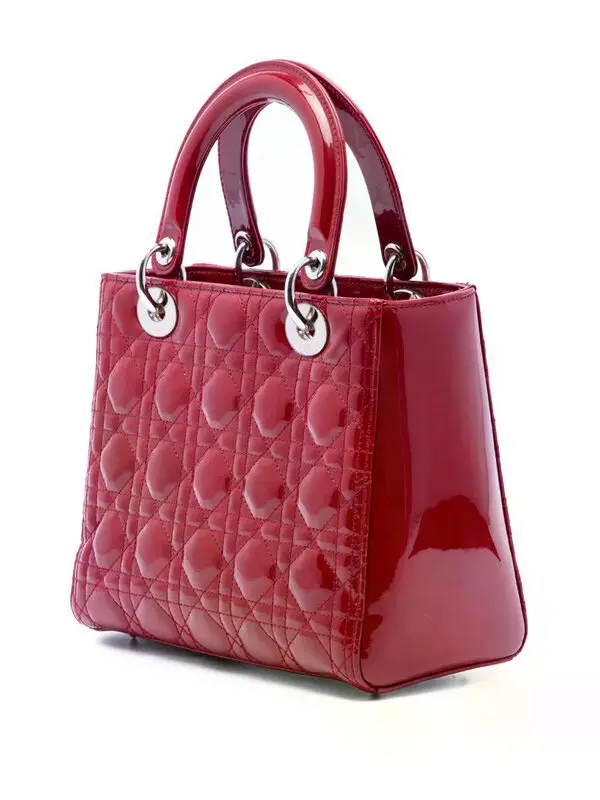 Dior Patent Cannage Lady Satchel - Red
