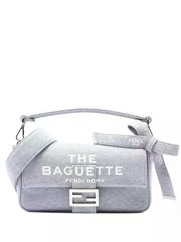 Fendi Medium Jersey Logo Baguette Satchel