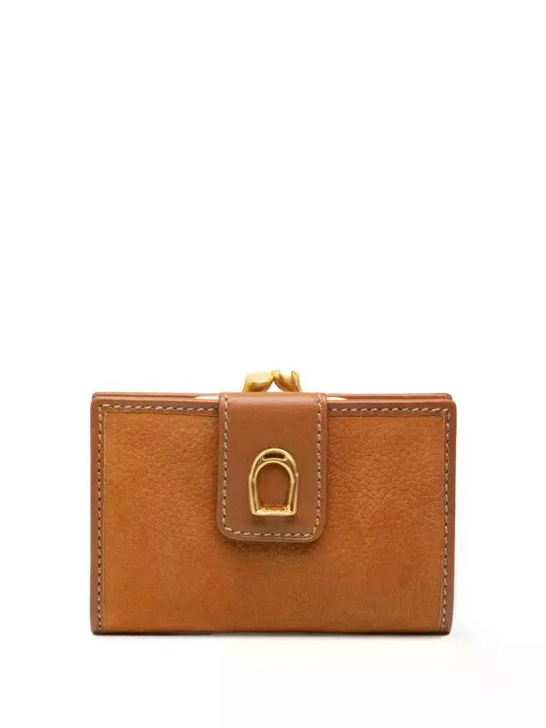 Gucci 20th Century Nubuck Stirrup Kisslock Wallet Small Wallets - Brown